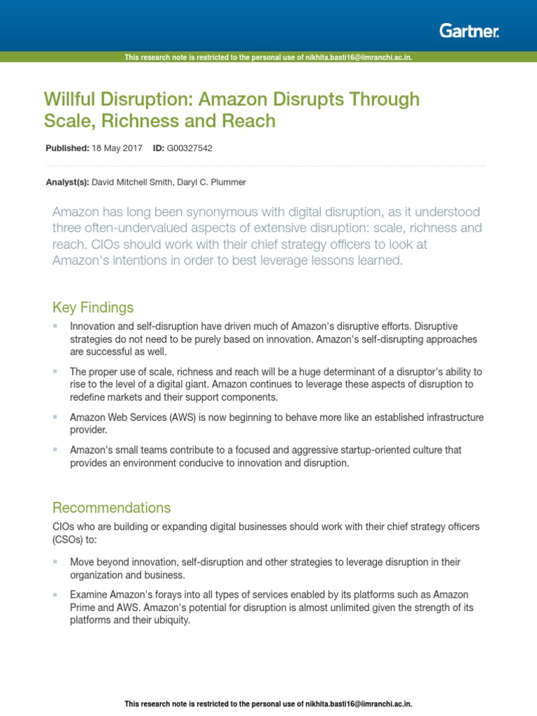 Willful Disruption Amazon Di 327542 | PDF | Amazon.Com | Cloud Computing