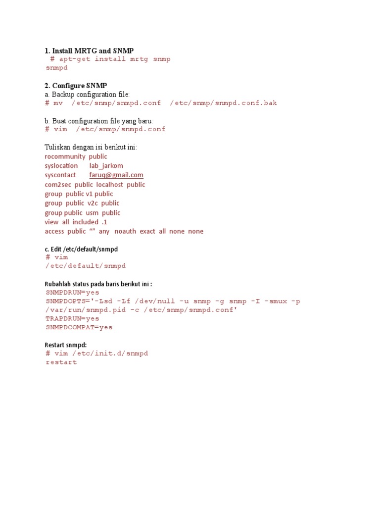 A. Backup Configuration File:: 1. Install MRTG and SNMP | PDF