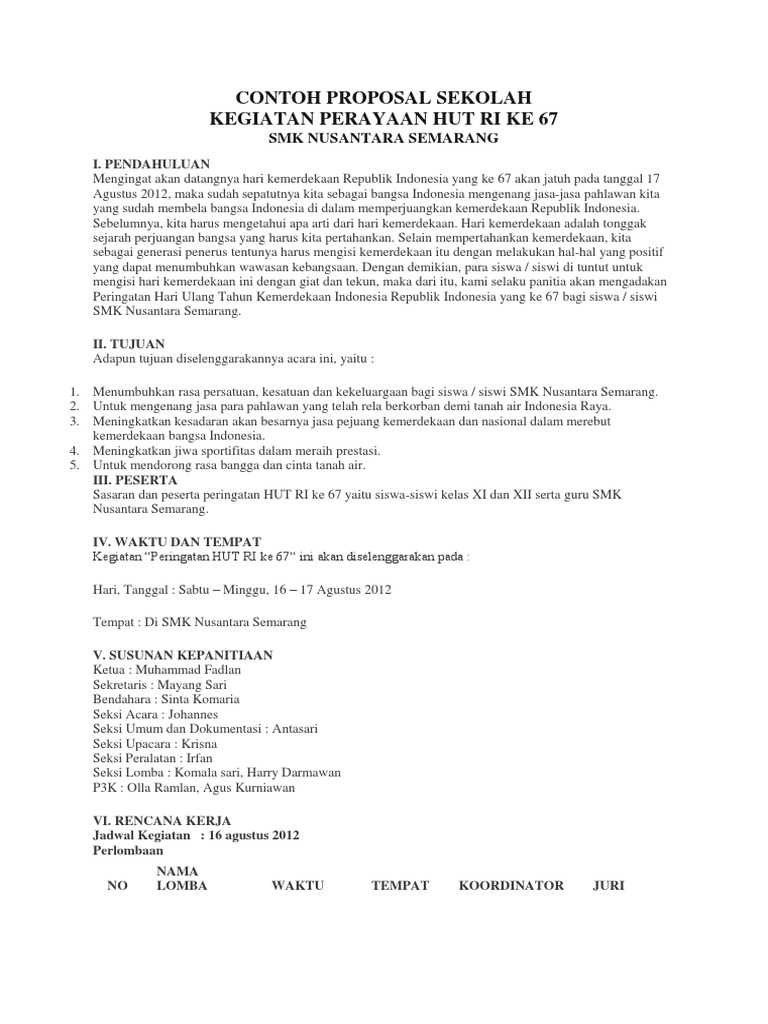 Contoh Proposal Sekolah (17an) | PDF