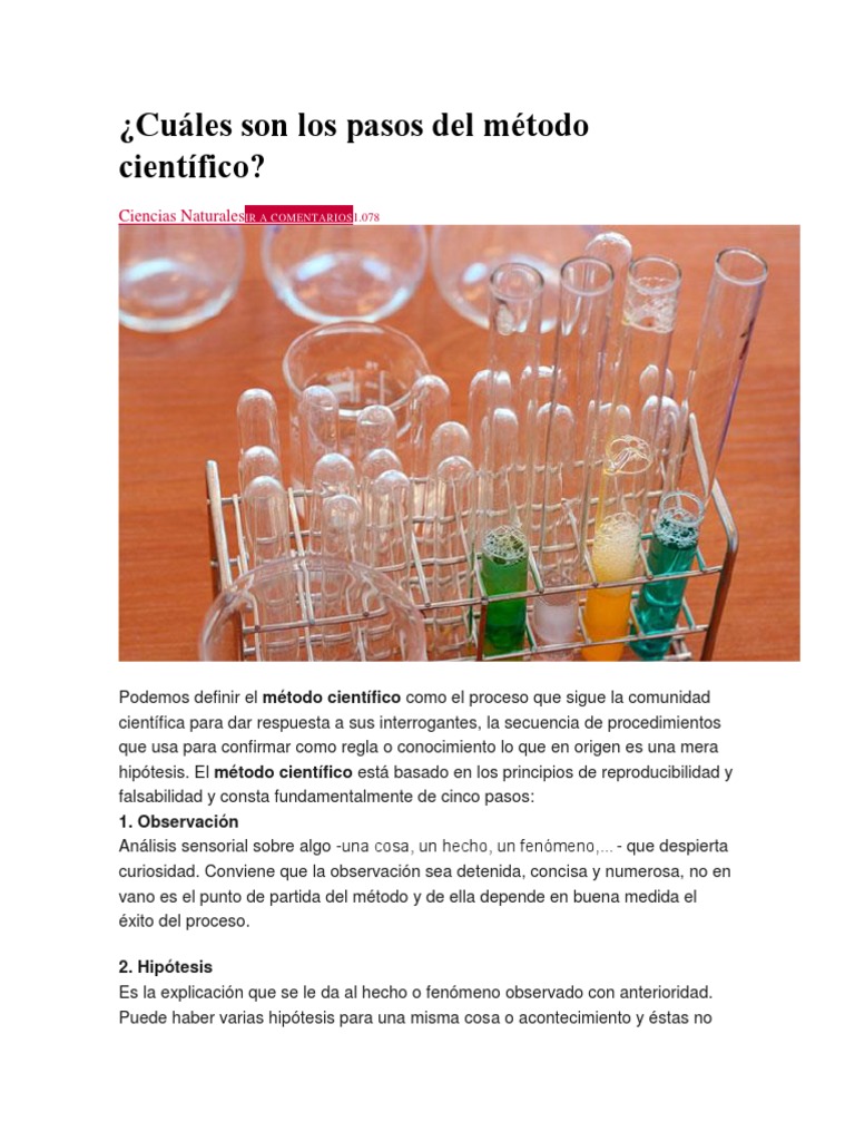Cuáles Son Los Pasos Del Método Científico | Reacciones químicas ...
