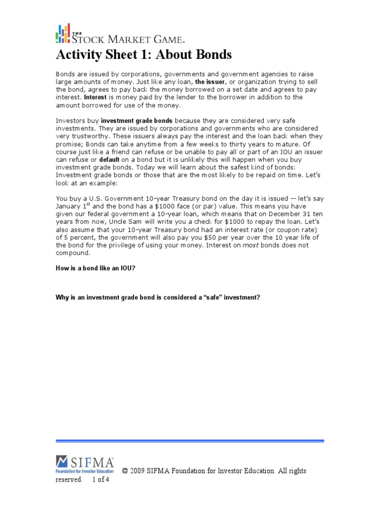 Activity 1 About Bonds | PDF | Bonds (Finance) | Fannie Mae