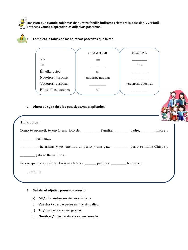 Adjetivos Posesivos en Español | PDF | Artes del Lenguaje y ...