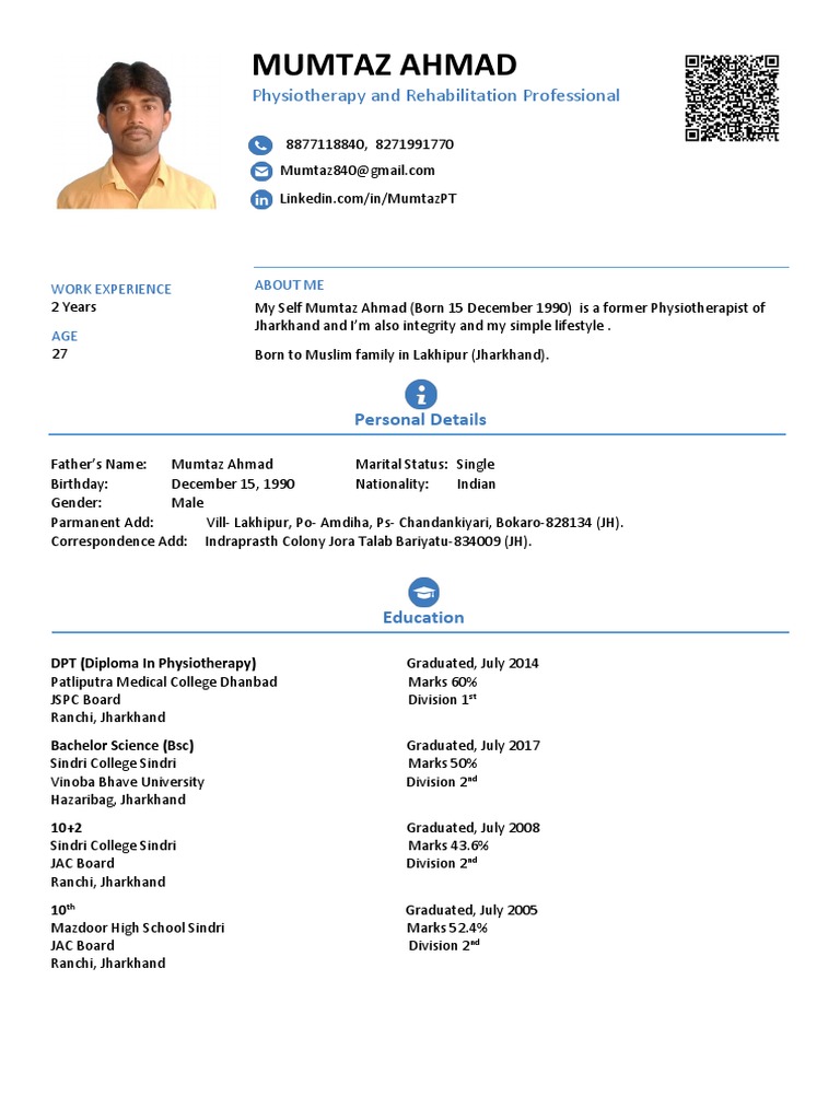 Bio Data, Sample Smart Resume, CV Curriculum Vitae | PDF | Musculoskeletal Disorders | Physical ...