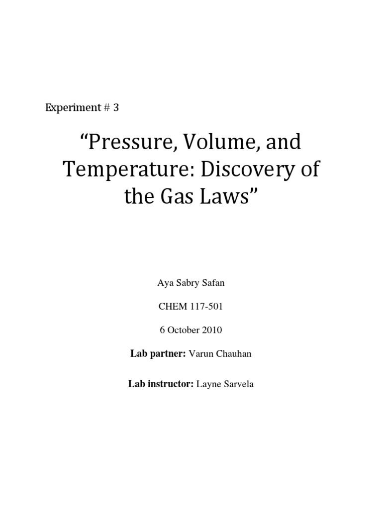 Experiment # 3 | PDF | Gases | Pressure