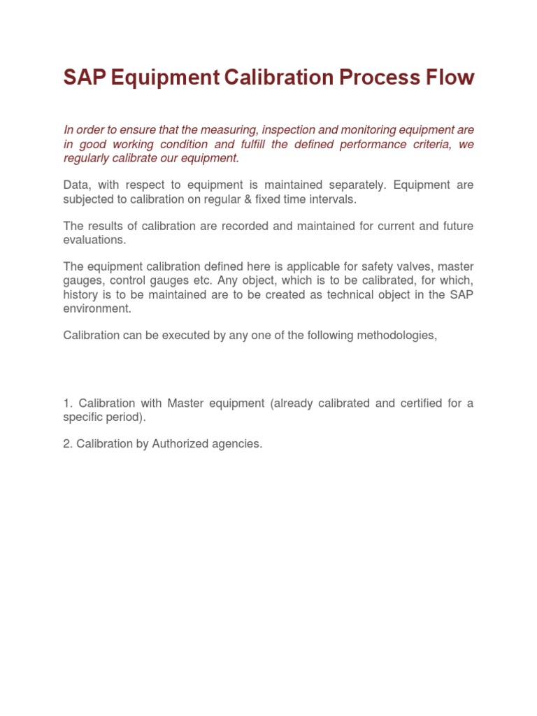 SAP Equipment Calibration Process Flow | PDF | Calibration | Evaluation