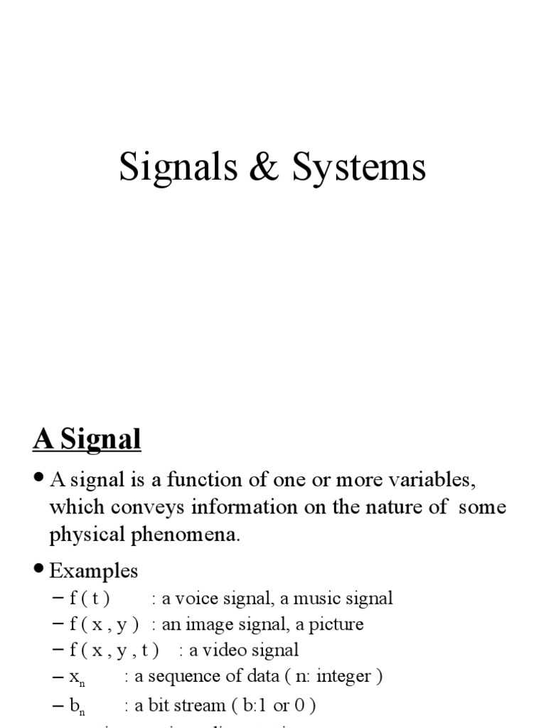 Signals and Systems Overview | PDF | Digital Technology | Electronic ...