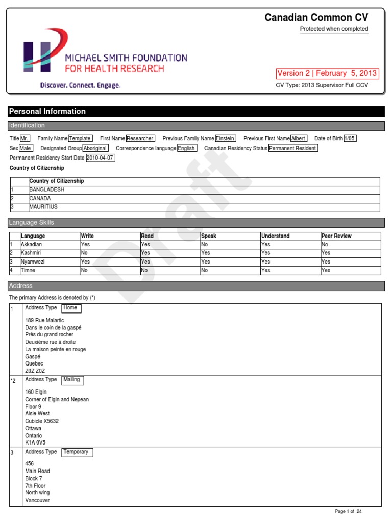 2013 Trainee Supervisor CCV Sample | PDF | Epigenetics | Genetics