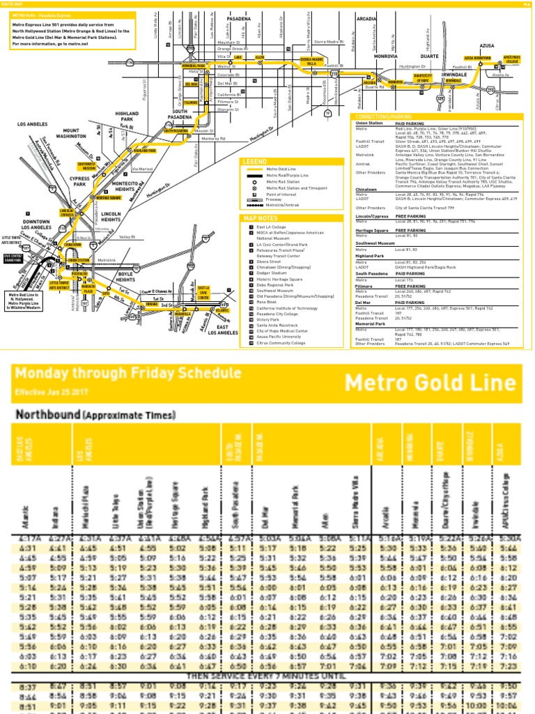 Metro Gold Line Metro Gold Line: Saturday, Sunday & Holiday Schedule ...