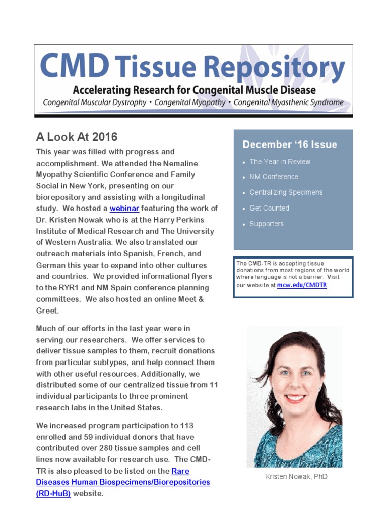 Congenital Muscle Disease Tissue Repository Newsletter 2016 | PDF ...