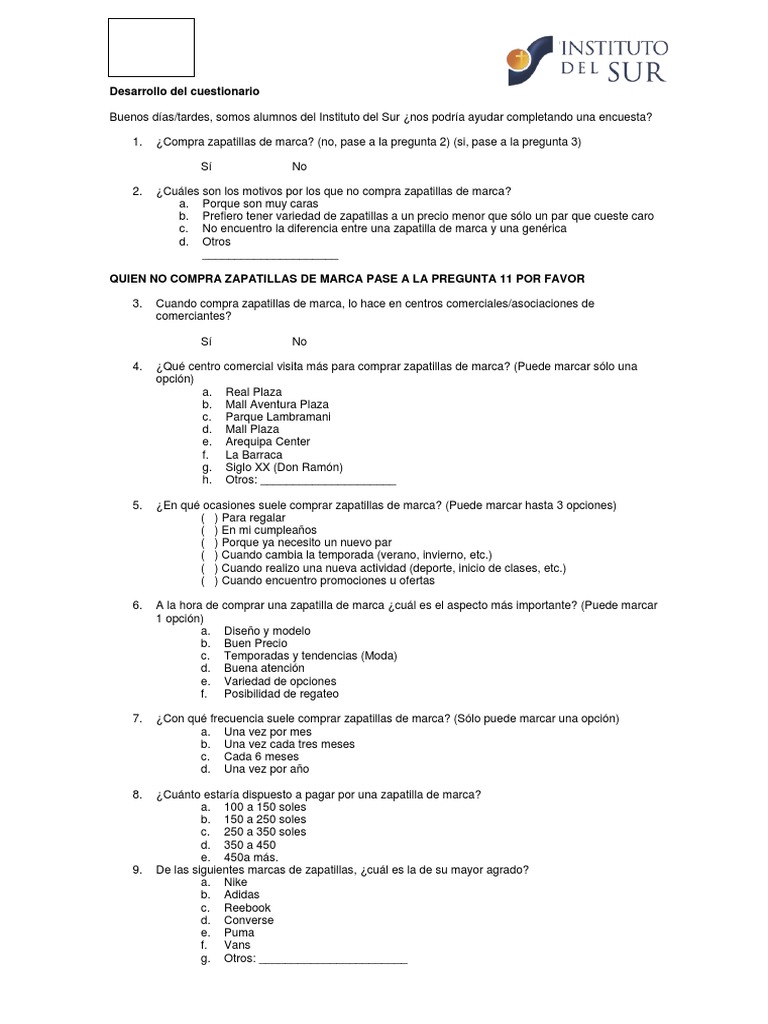 2.1 Encuesta Tipo Xtremo Sport's Shop | PDF | Deportes | Ocio