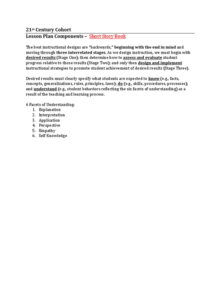 21st Century Short Story Lesson | PDF | Lesson Plan | Educational ...