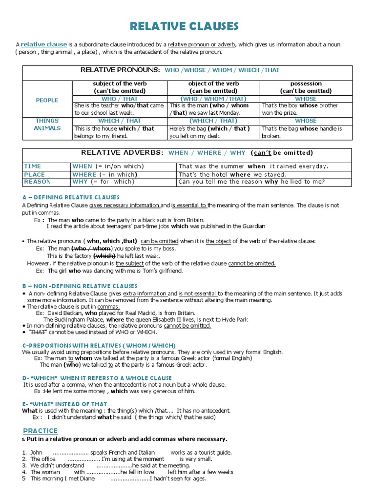 Relative Clauses ### | PDF | Rules | Morphology