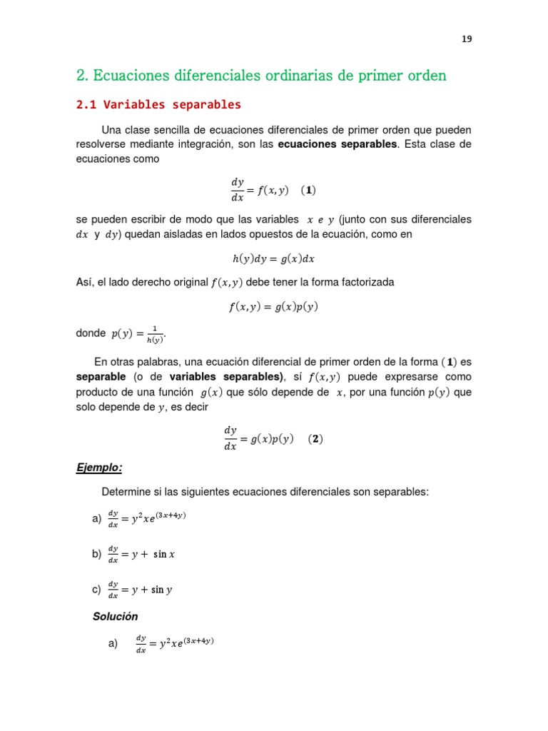 Ecuaciones Diferenciales de Primer Orden | PDF | Ecuaciones | Integral