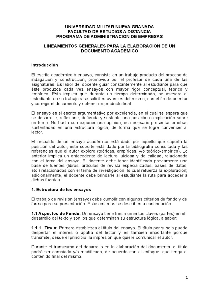 Guia para Elaborar Un Ensayo Academico | PDF | Ensayos | Oración ...