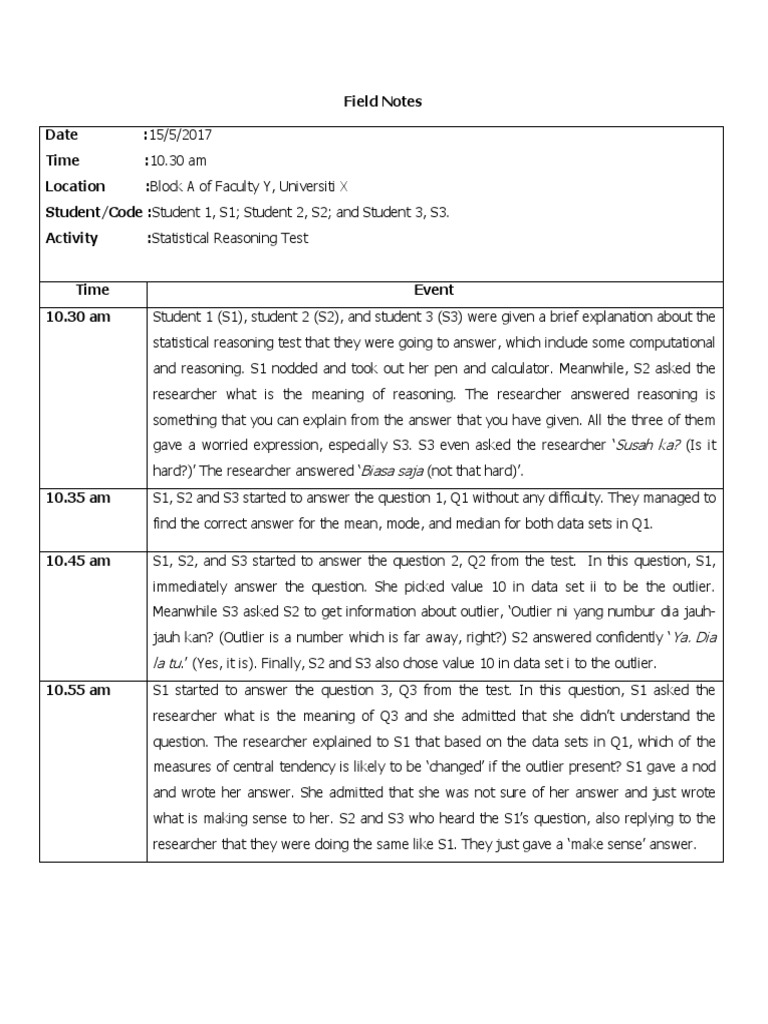 Field Notes | PDF | Outlier | Understanding