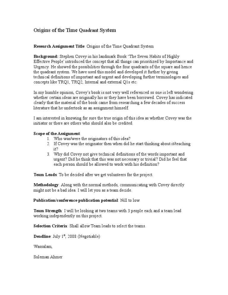 Exploring the Time Quadrant Origins | PDF