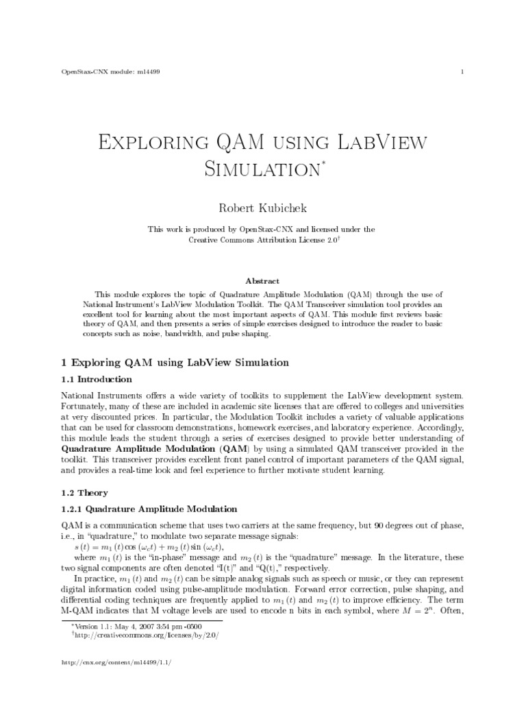 Qam Using Labview Simulation | PDF | Signal To Noise Ratio | Bandwidth ...
