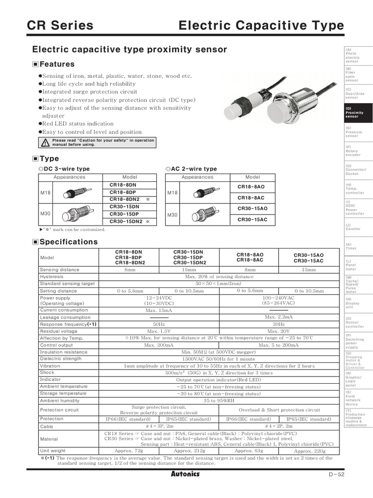 Autonics CR Series Sensor | PDF