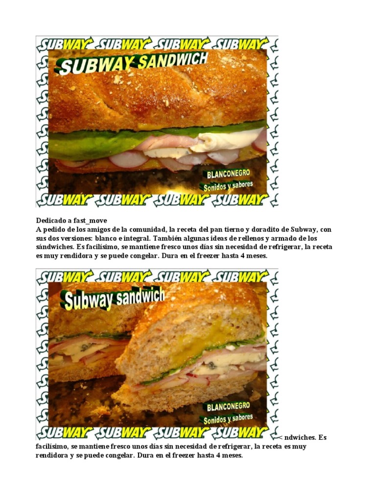 Recetas de Pan Subway: Blanco e Integral | PDF | Panes | Salsa