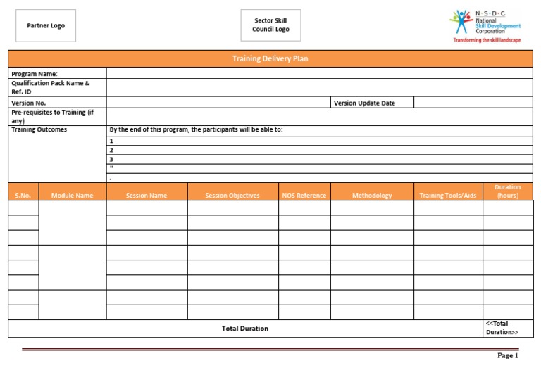 Training Delivery Plan Template | PDF