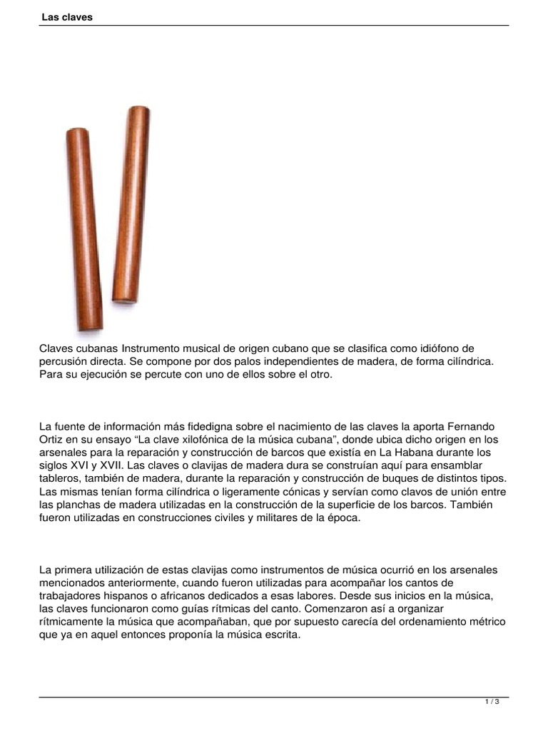 Claves Cubanas: Origen y Función Musical | PDF | Ritmo | Clave