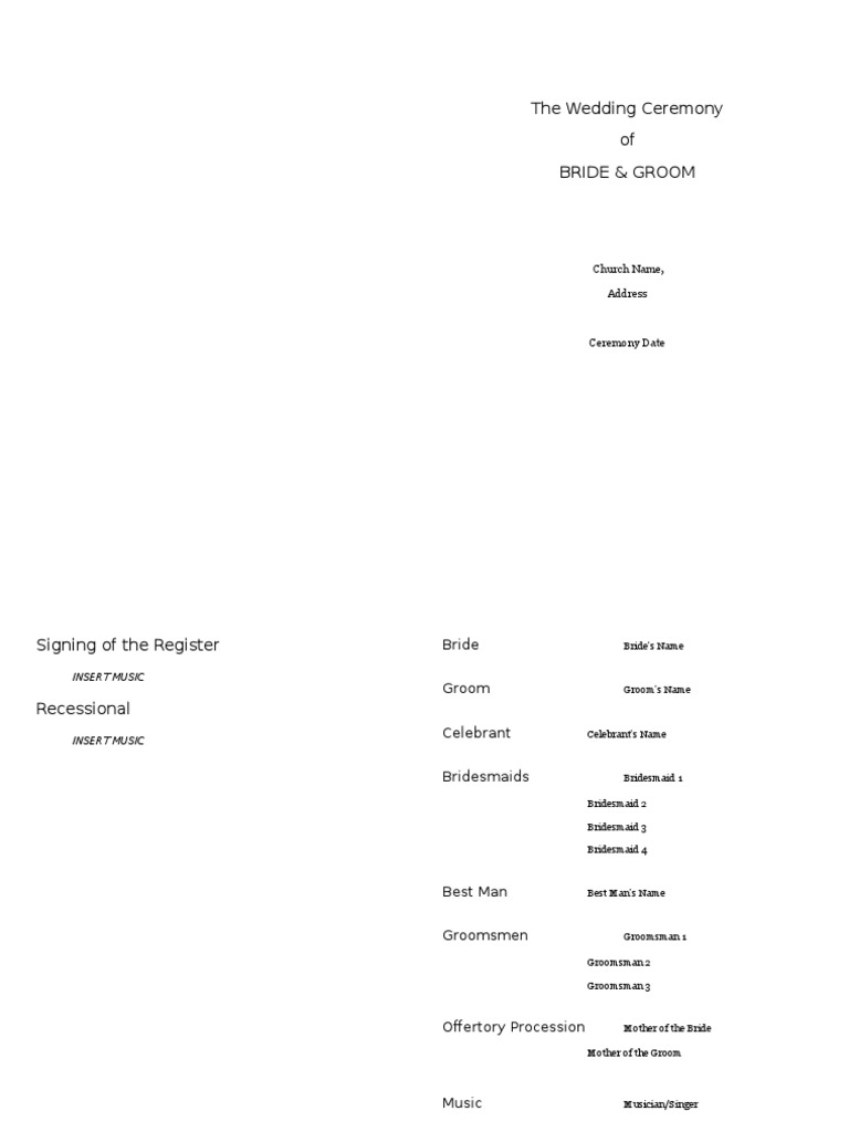 Catholic Wedding Mass Booklet Template | PDF | Mass (Liturgy) | God In ...