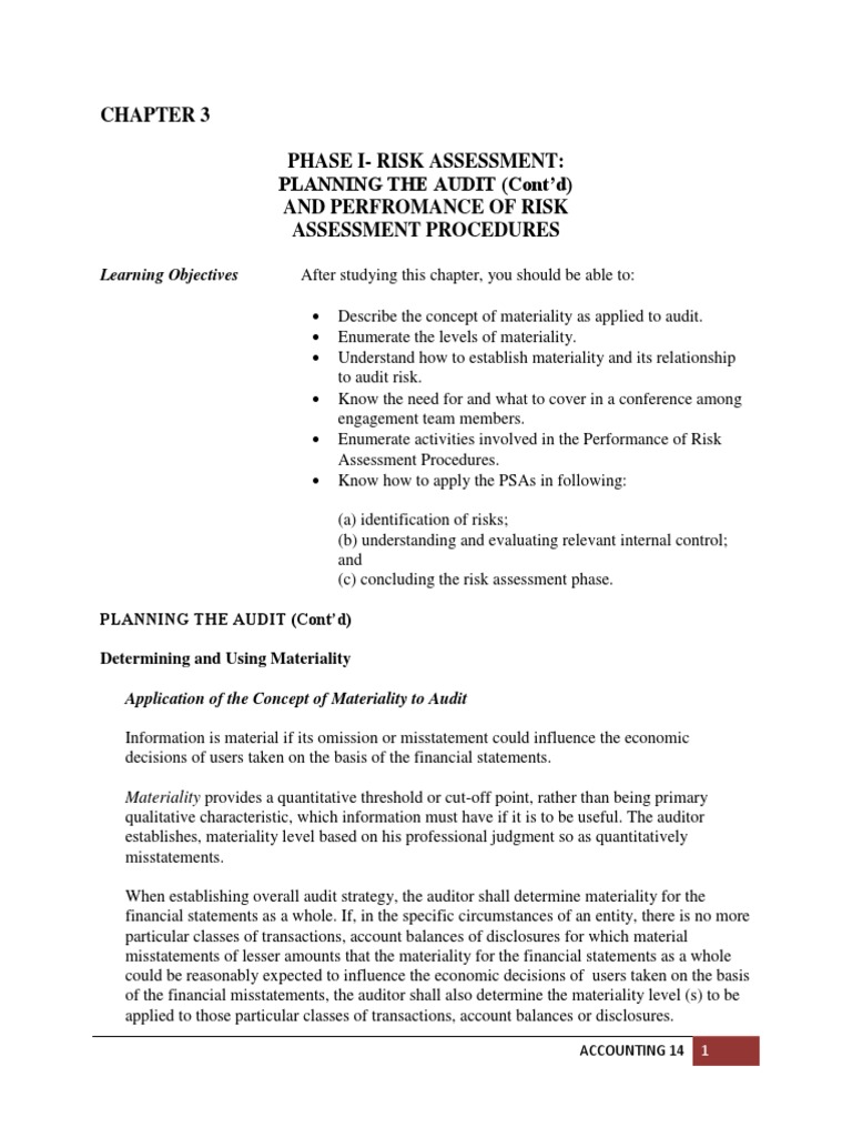Audit Risk Assessment and Materiality | PDF | Internal Control | Audit