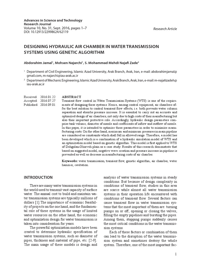 DESIGNING HYDRAULIC AIR Chamber in Water Sys Pipeline | PDF | Mathematical Optimization | Pump