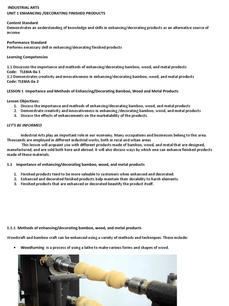Industrial Arts TLE Grade 6 LM | PDF | Electrical Connector | Sales