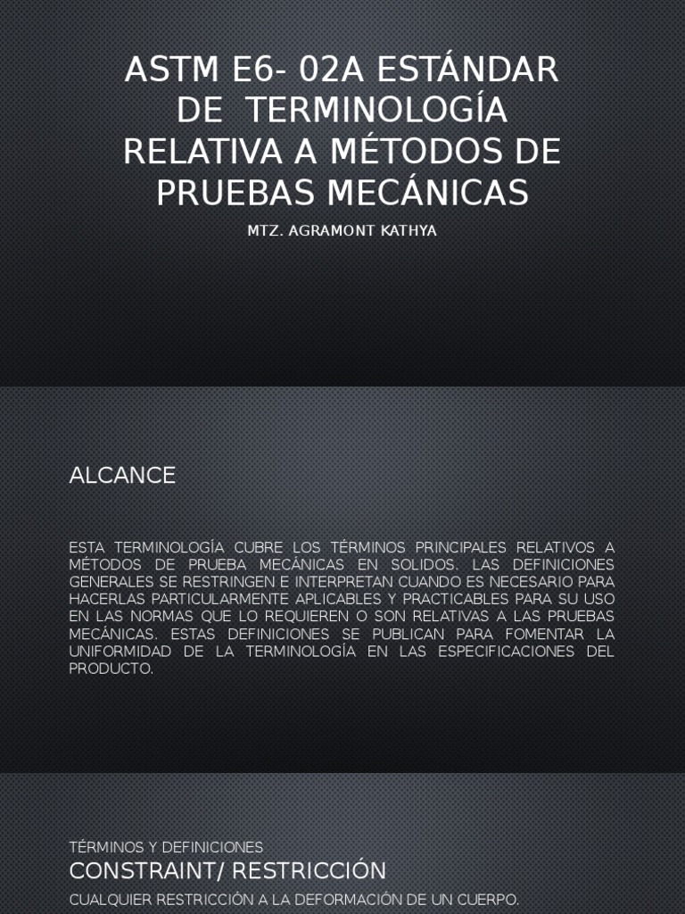 Terminología ASTM E6 en Pruebas Mecánicas | PDF | Fractura ...