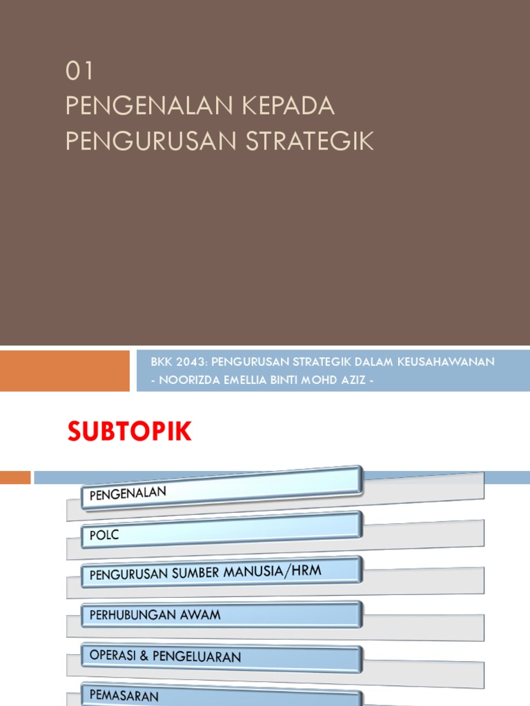 Bab 1 PENGENALAN KEPADA PENGURUSAN STRATEGIK | PDF