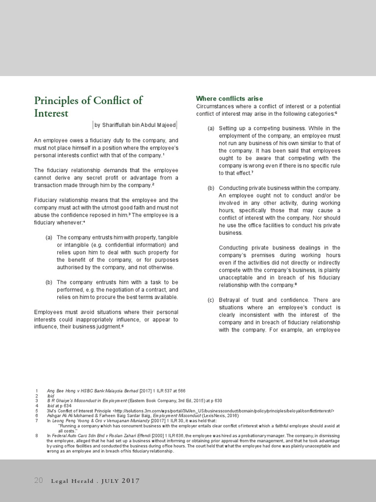 4 Principles of Conflict of Interest | PDF | Fiduciary | Damages