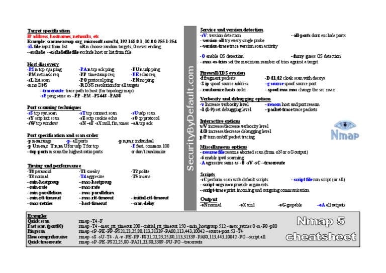 Target specification and service/version detection with Nmap | PDF ...