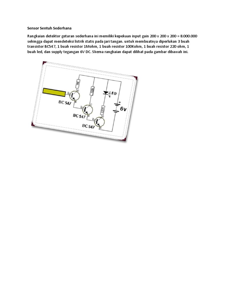 Rangkaian Sensor Sentuh Sederhana | PDF