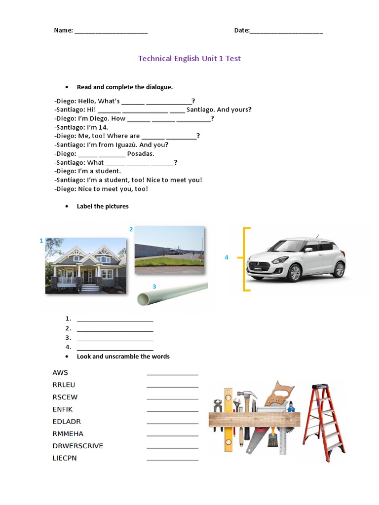 Technical English Unit 1 Test | PDF | English Language | Linguistic ...