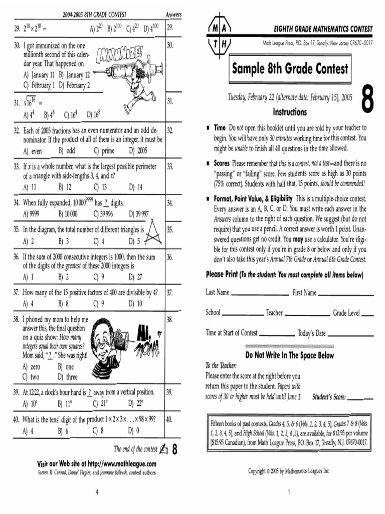 Grade 8 2004-05 Contest | PDF