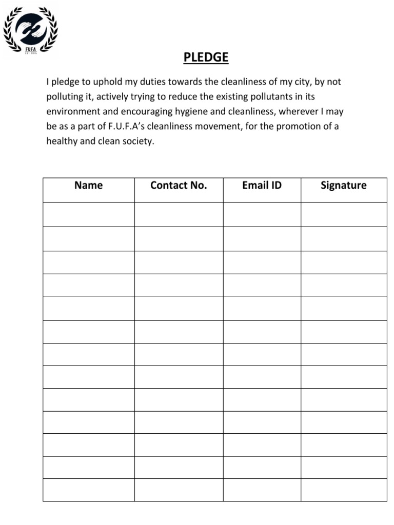 Pledge: Name Contact No. Email ID Signature | PDF