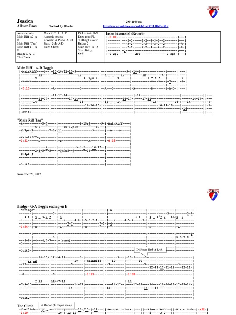 Jessica: Allman Bros. Intro (Acoustic) (Reverb) | PDF | Musical Forms ...