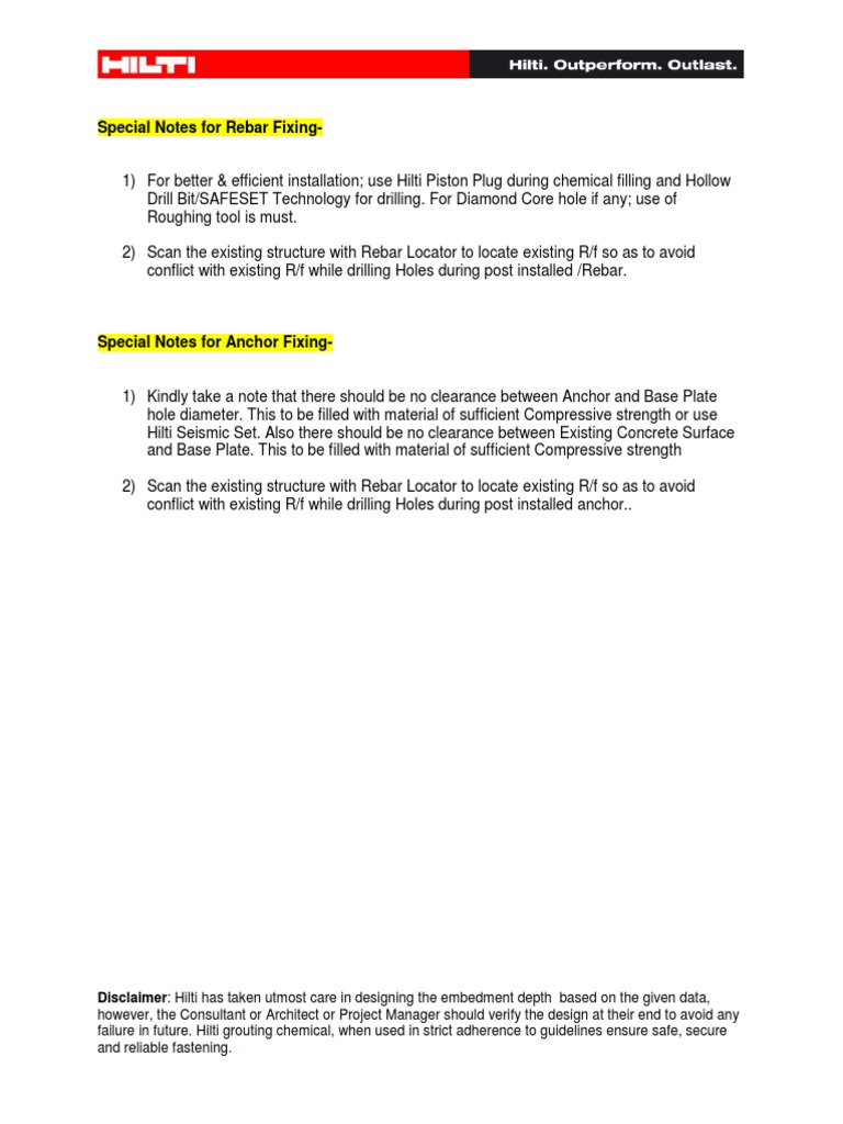 Special Notes For Rebar Fixing | Download Free PDF | Drill | Civil ...