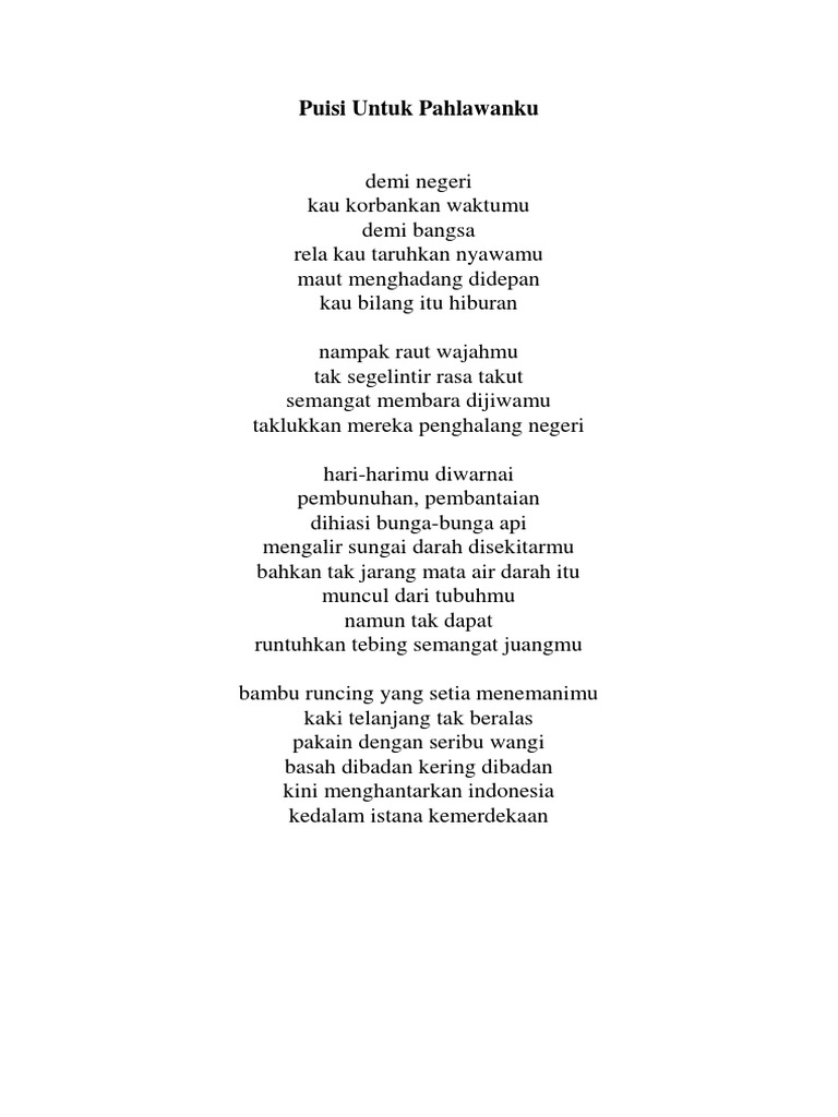 Puisi Untuk Pahlawanku | PDF