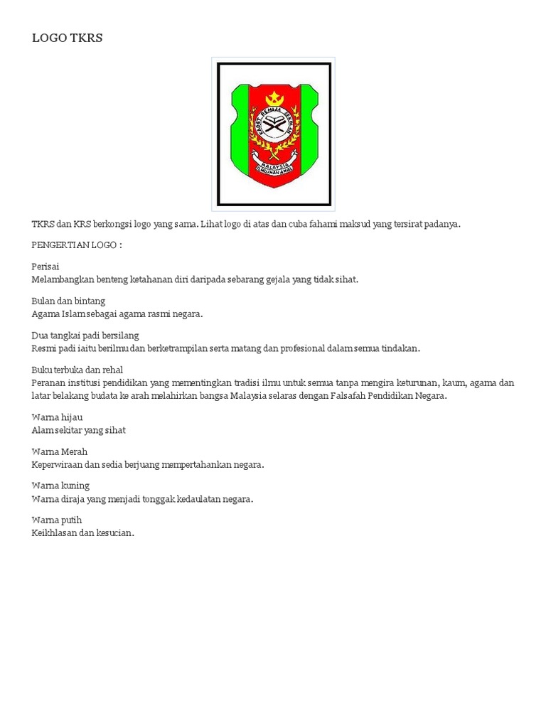 Tunas Kadet Remaja Sekolah - LOGO TKRS | PDF