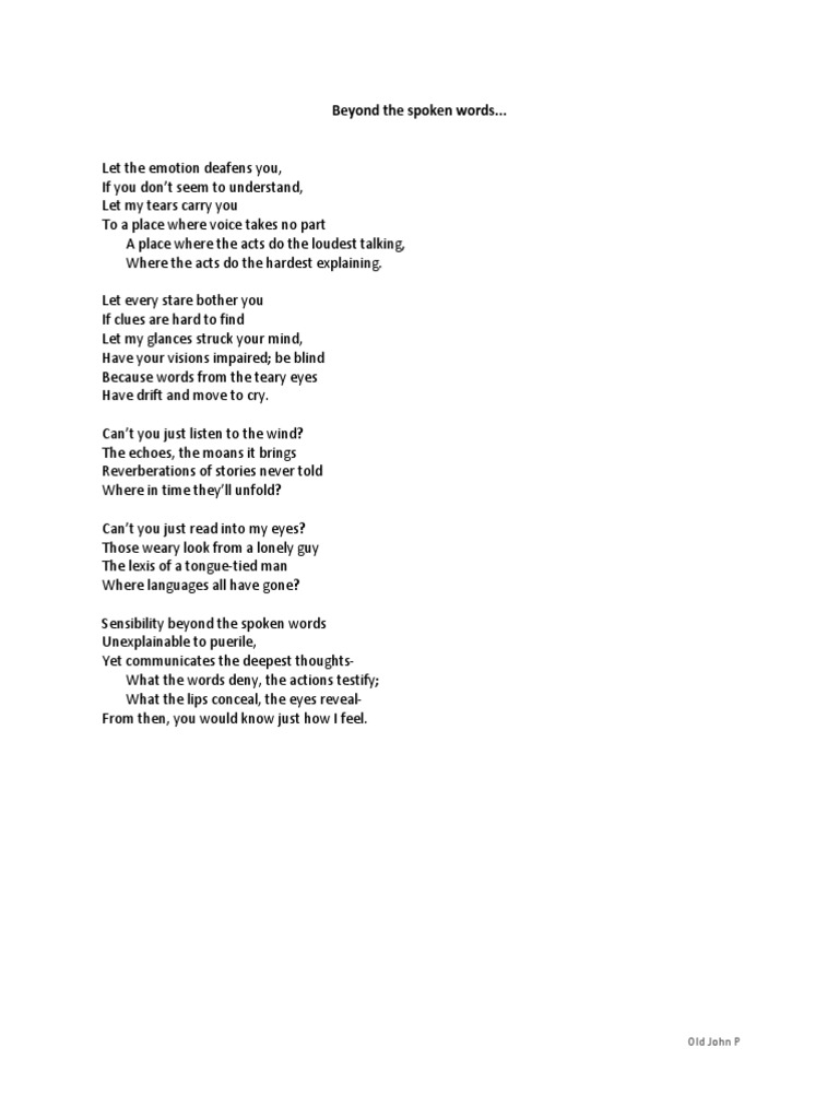 Beyond The Spoken Words | PDF | Language Arts & Discipline | Poetry