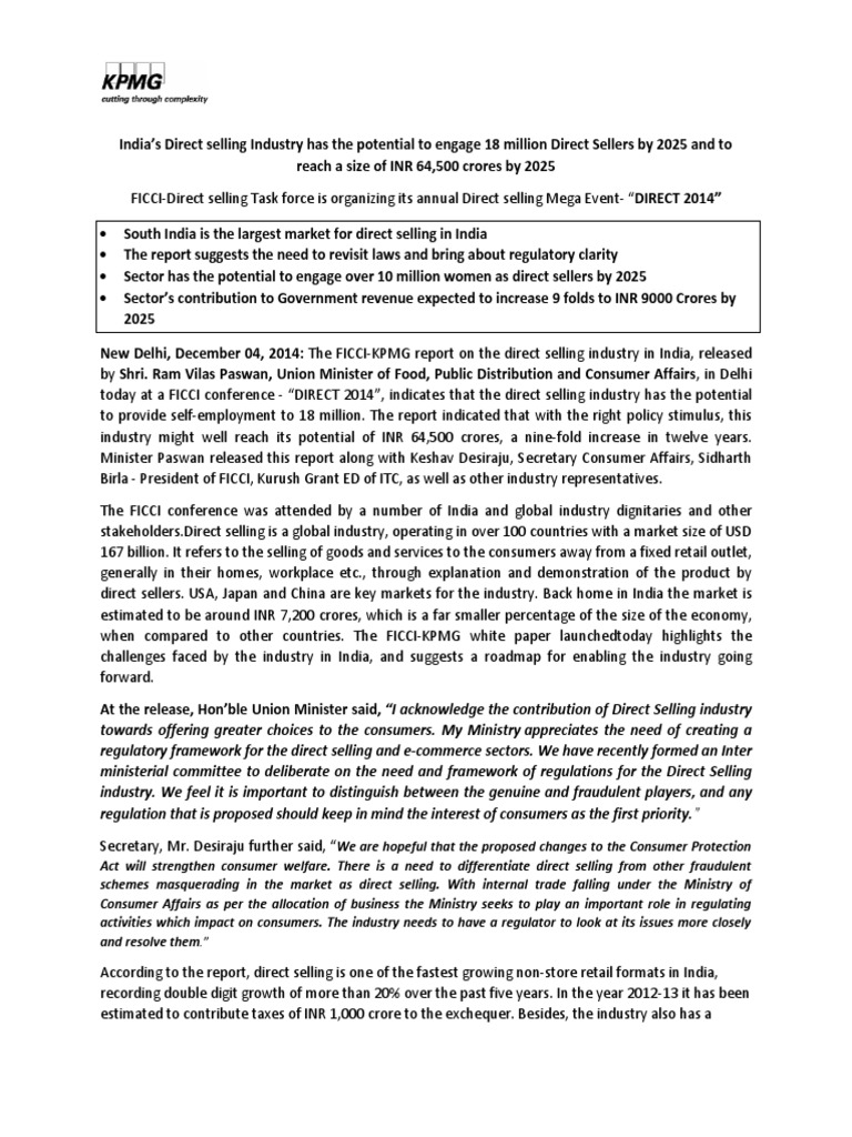 Ficci KPMG Report | PDF | Sales | Employment