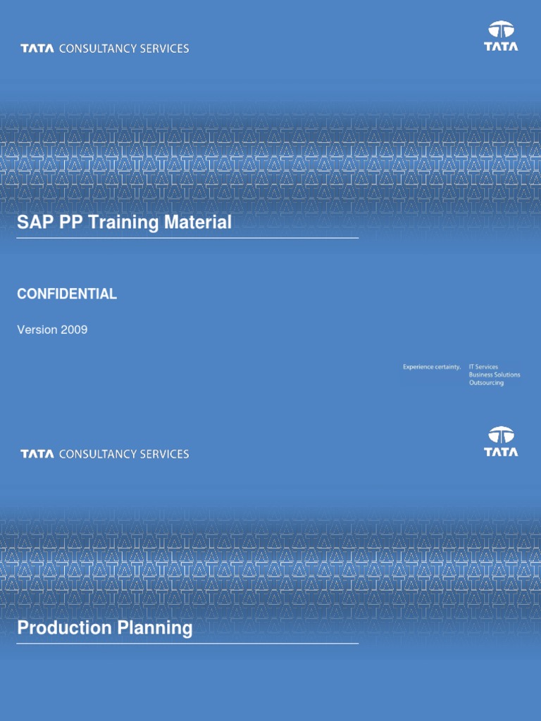 SAP PP Training Material: Confidential | PDF | Computing | Economic Sectors
