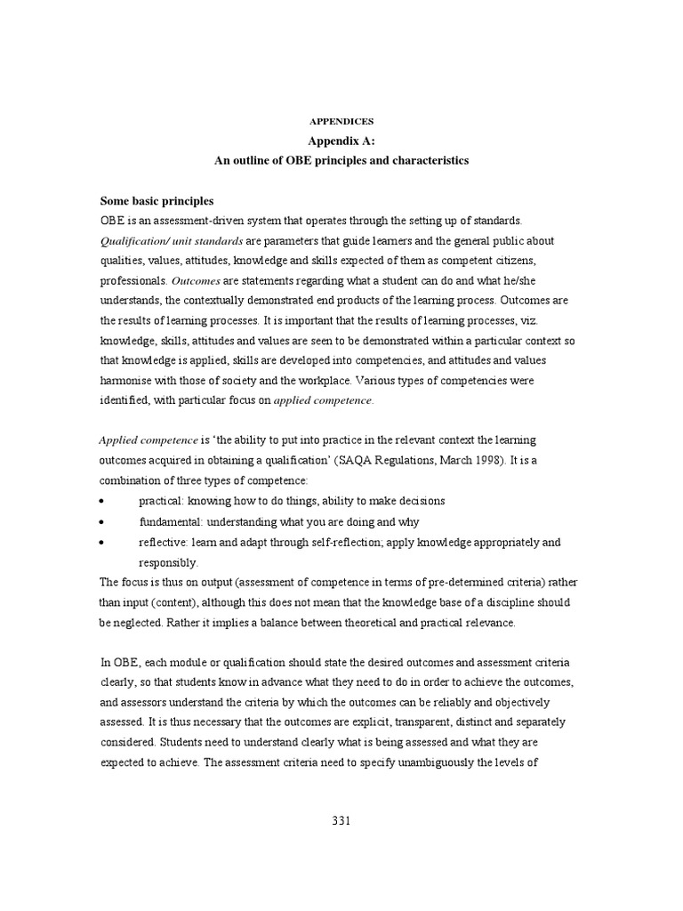 Characteristics of OBE | Educational Assessment | Equations