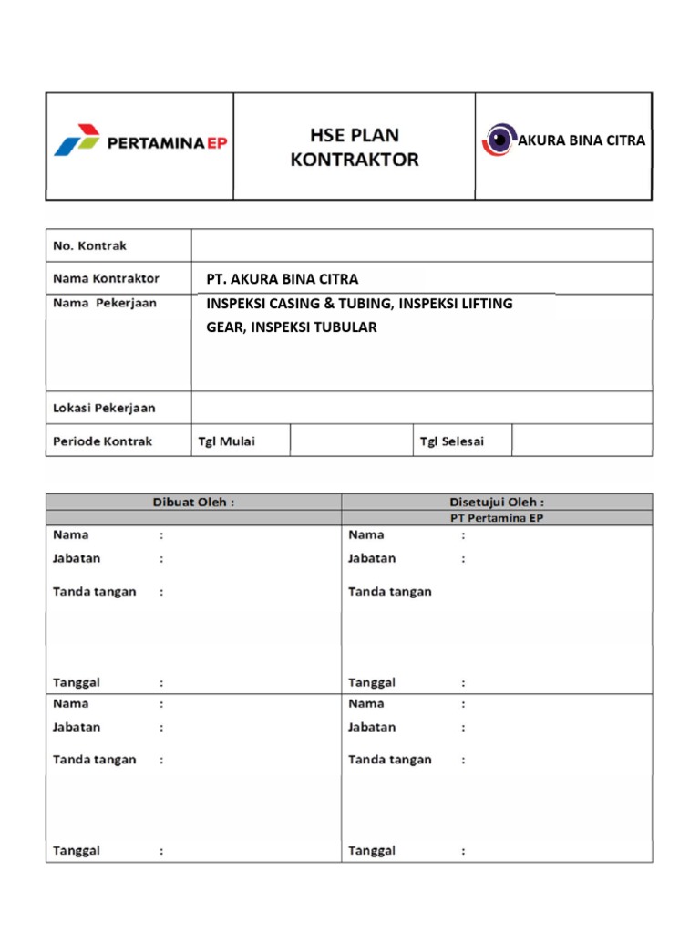 Cover Dokumen Hse Plan | PDF