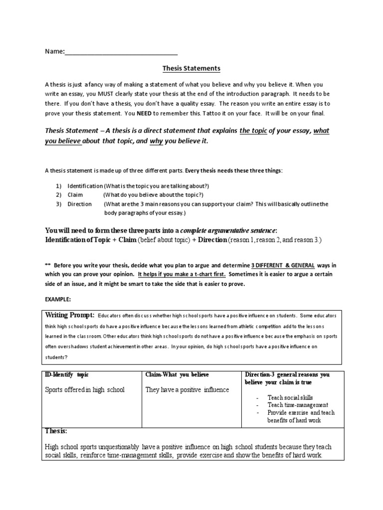Thesis Statements Practice | PDF | Essays | Thesis