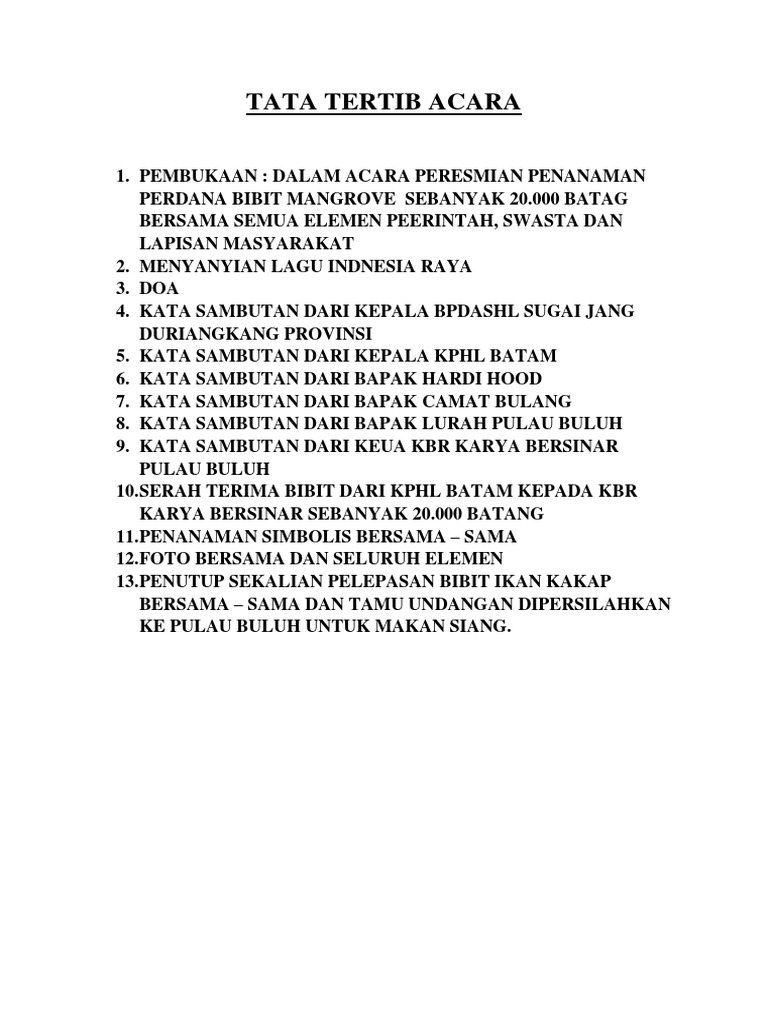 Tata Tertib Acara Bakau | PDF
