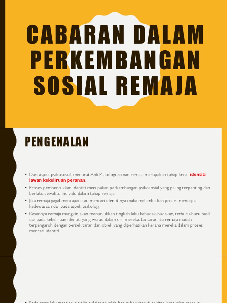Topik 5 - Cabaran Dalam Perkembangan Sosial Remaja PDF | PDF