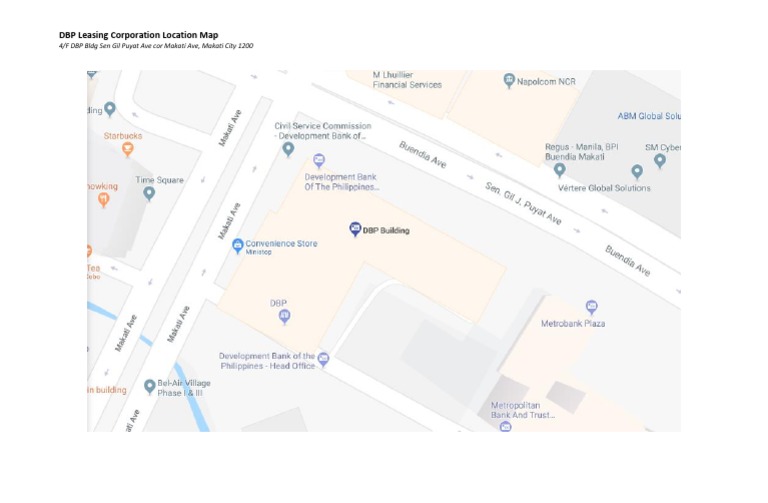 DBP Leasing Corporation Location Map: 4/F DBP BLDG Sen Gil Puyat Ave ...